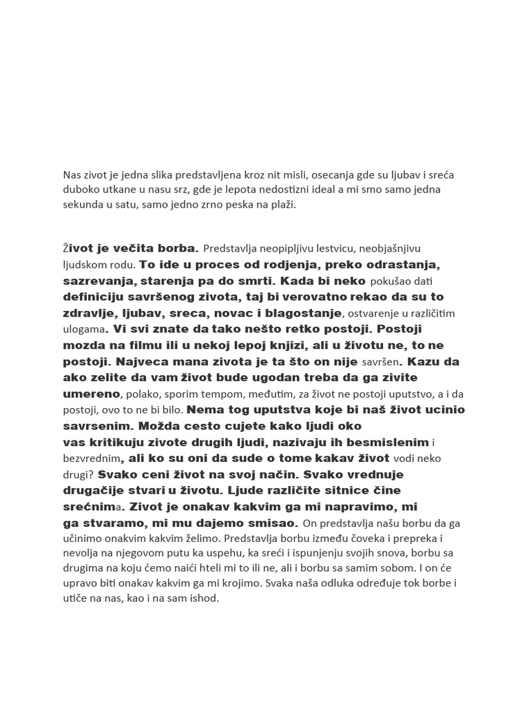 Zivot Je Borba - Sastav | PDF