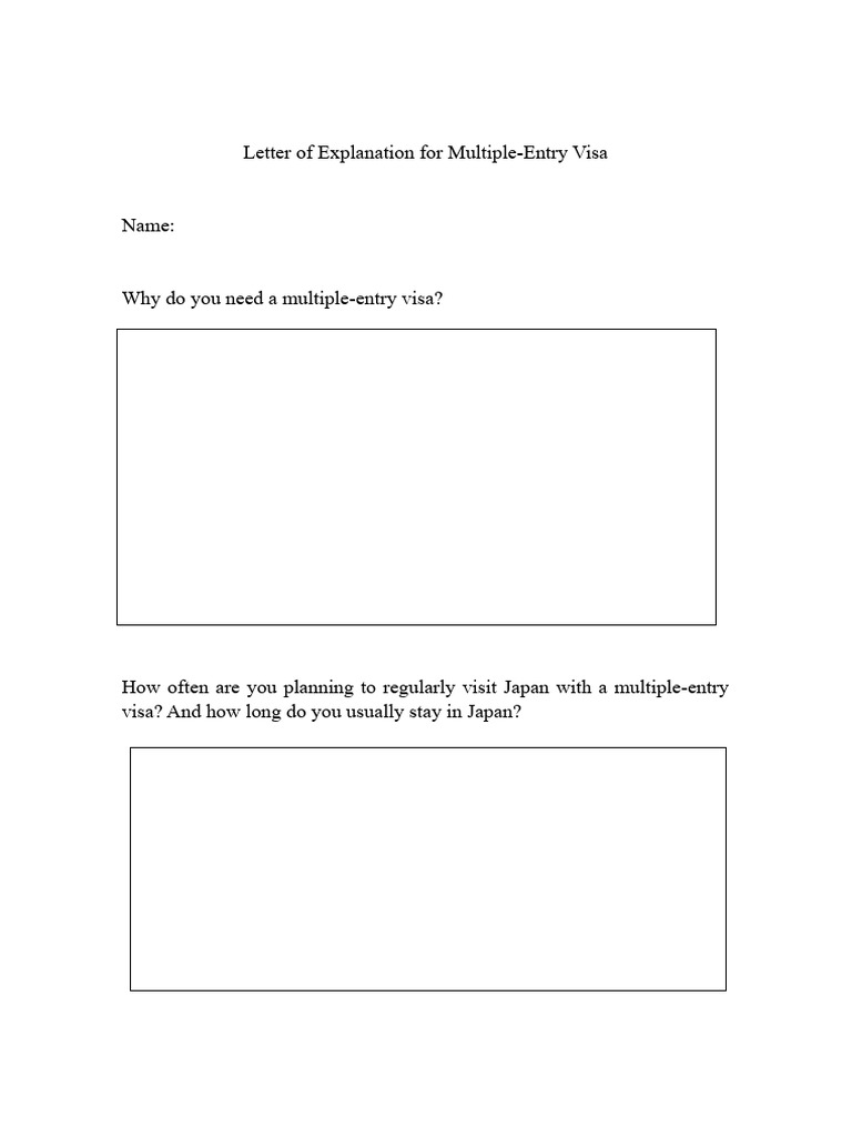 Letter of Explanation For Multiple-Entry Visa | PDF