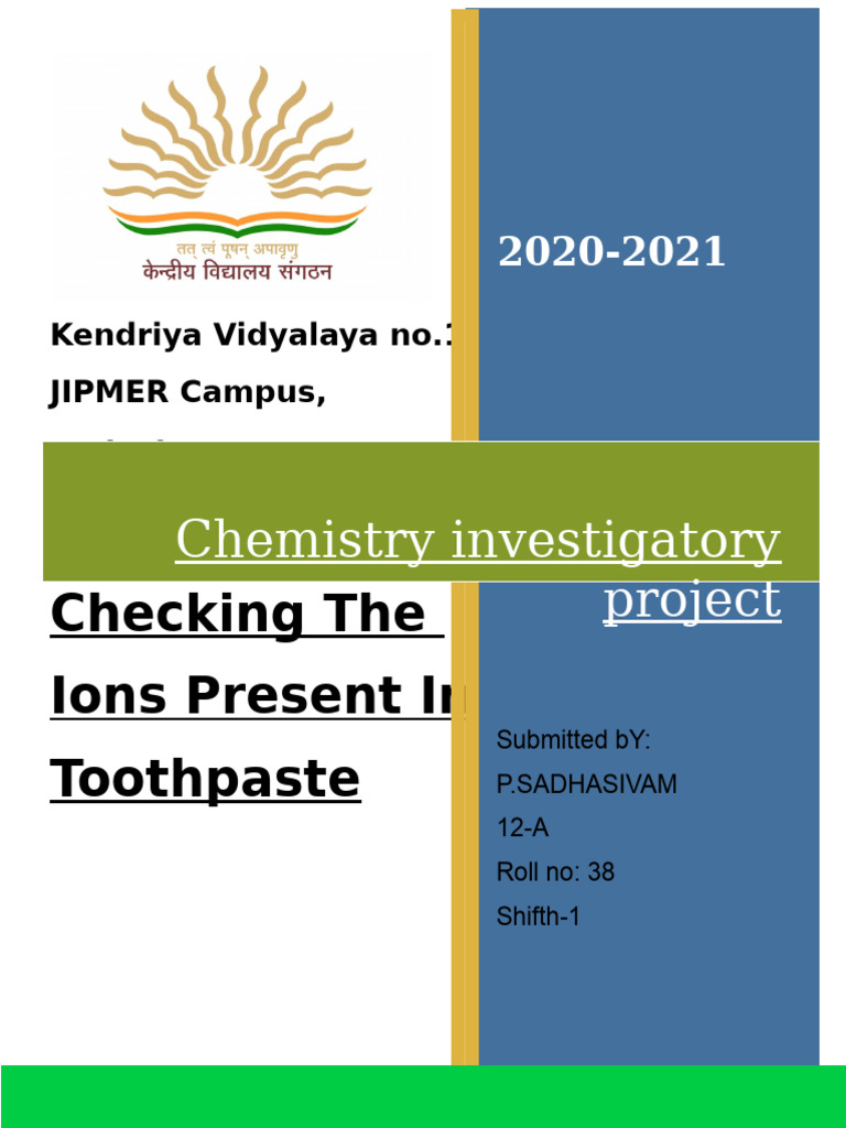 Chemistry Investigatory Project On Ions in Toothpaste | PDF