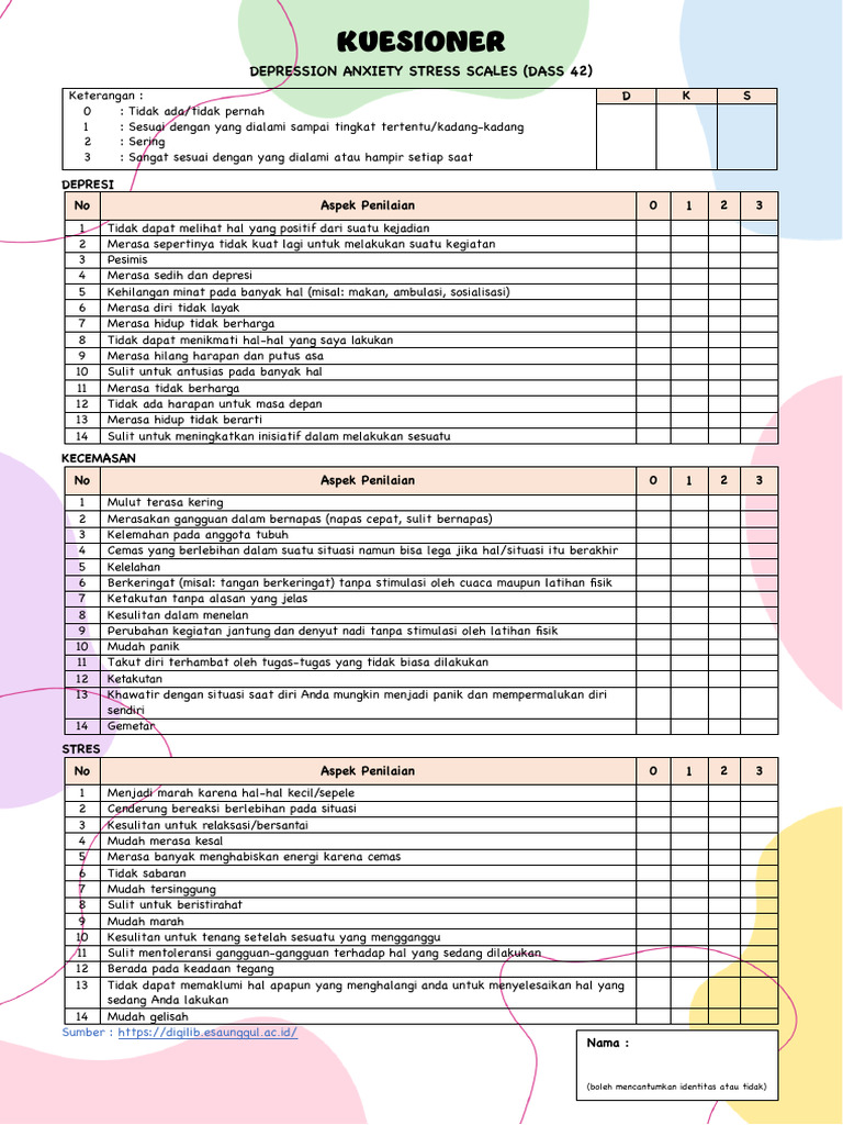 Kuesioner Dass Fix | PDF