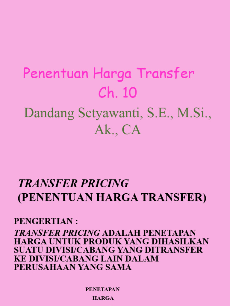 Metode Penentuan Harga Transfer | PDF | Metode & Bahan Ajar