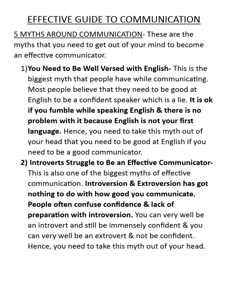 Effective Guide To Communication | PDF | Communication | Extraversion And Introversion