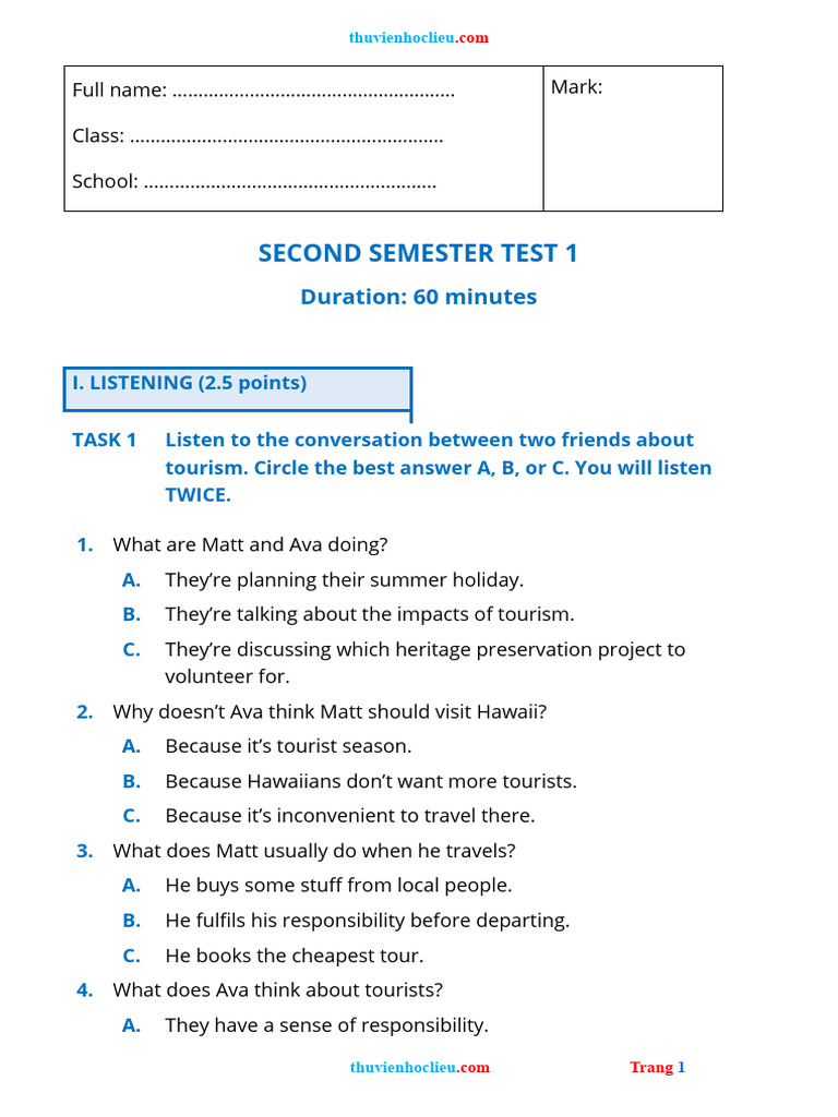 Bo de KT Tieng Anh 11 Global HK2 | PDF