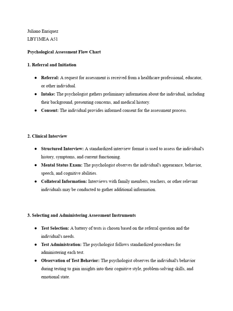 (LBY1MEA) Enriquez - Psych Assessment Flow Chart | PDF | Psychologist ...