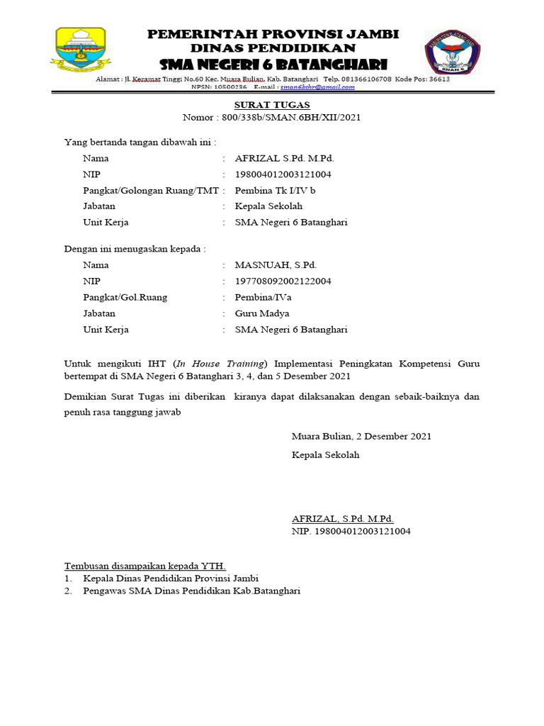 Surat Tugas Iht | PDF