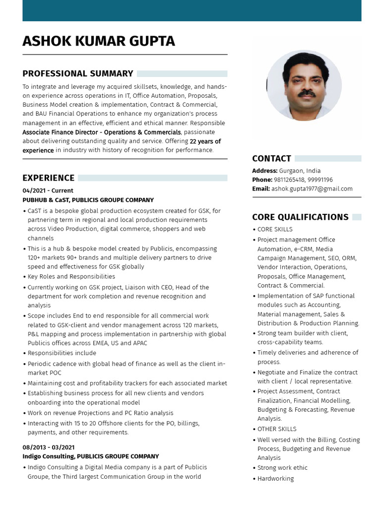 Ashokkumar Gupta CV | PDF | Business | Economies