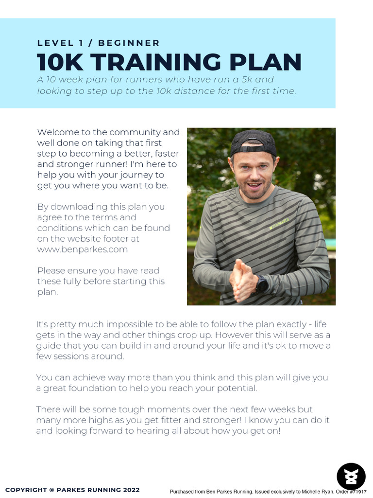 10K Training Plan | Download Free PDF | Running | Strength Training