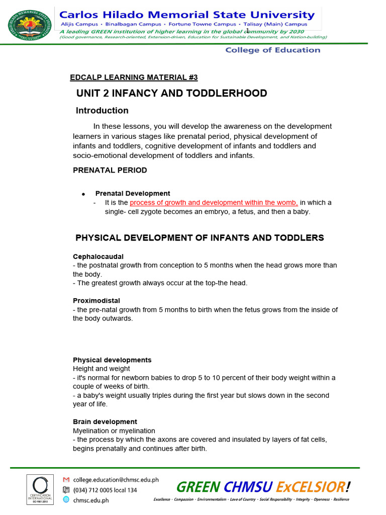 Infancy and Toddler | PDF | Attachment Theory | Prenatal Development