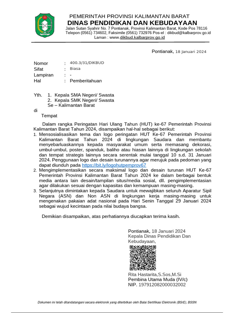 Sosialisasi Logo HUT Ke-67 Kalbar | PDF