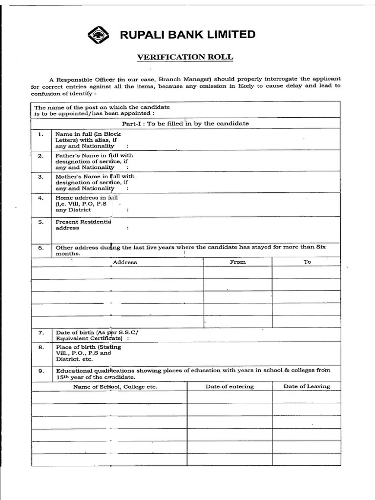Form - Police Verification Form82781 | PDF