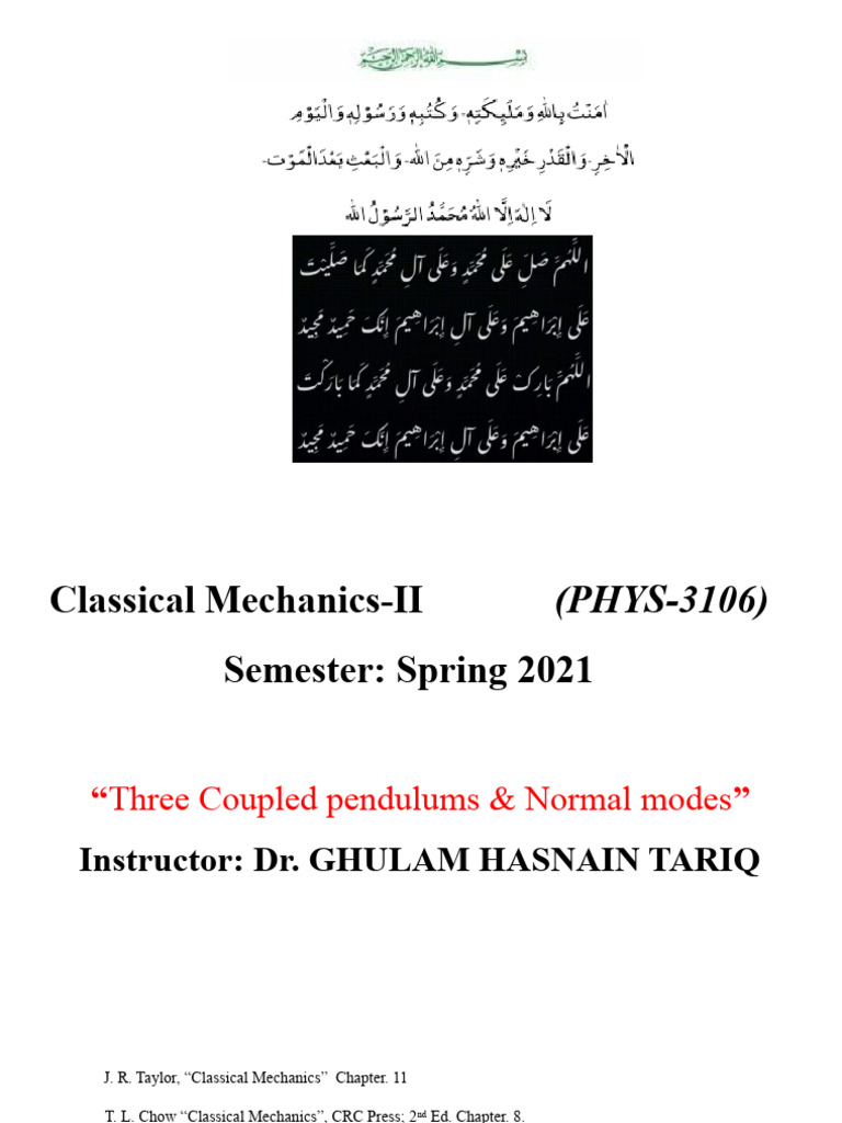 Lecture No. 11 - Three Coupled Pendulums | PDF