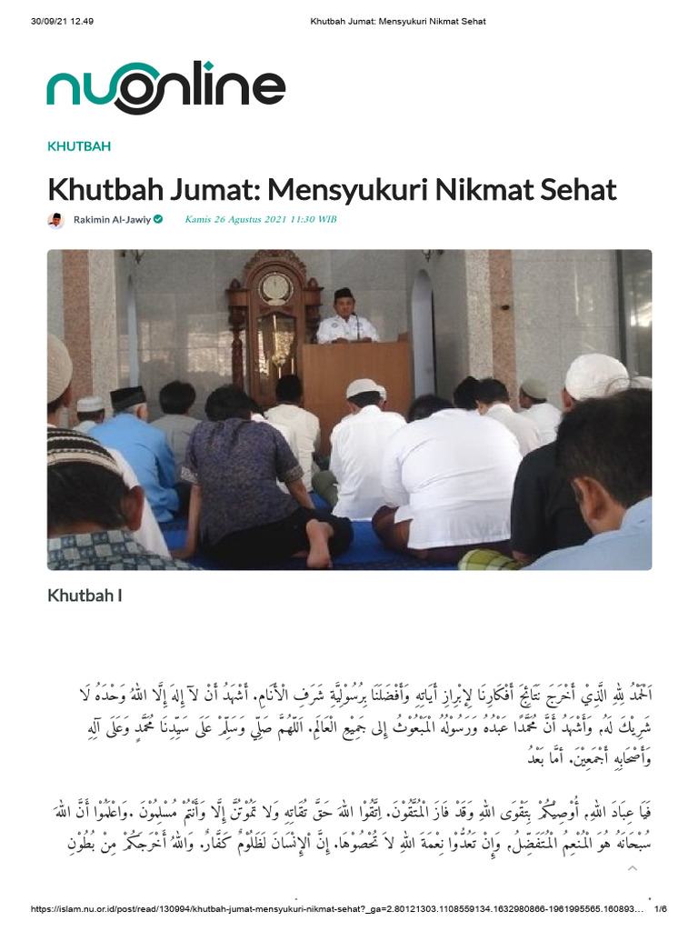 Mensyukuri Nikmat Sehat dalam Islam | PDF