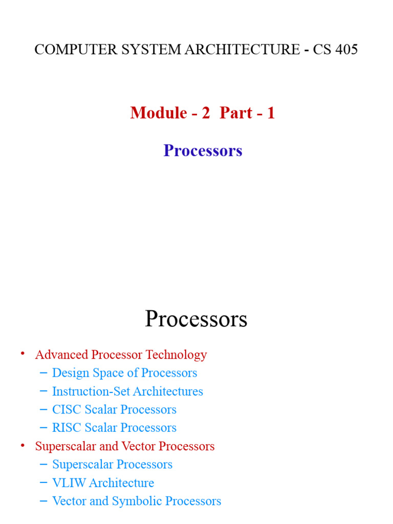 Stud CSA Processors Mod2 Part1 | PDF | Central Processing Unit | Microprocessor