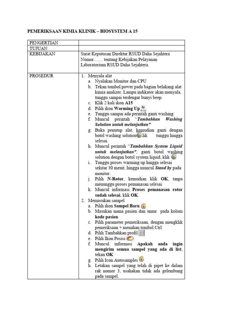 Panduan Penggunaan Biosystem A15 | PDF