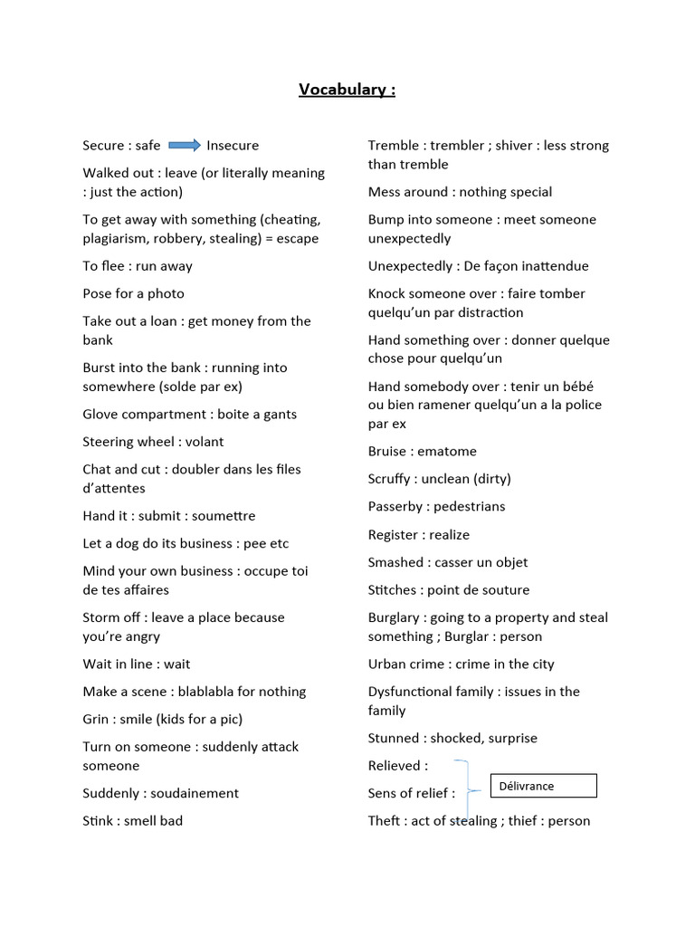 Vocabulary Session 2 | PDF | Crimes | Crime & Violence