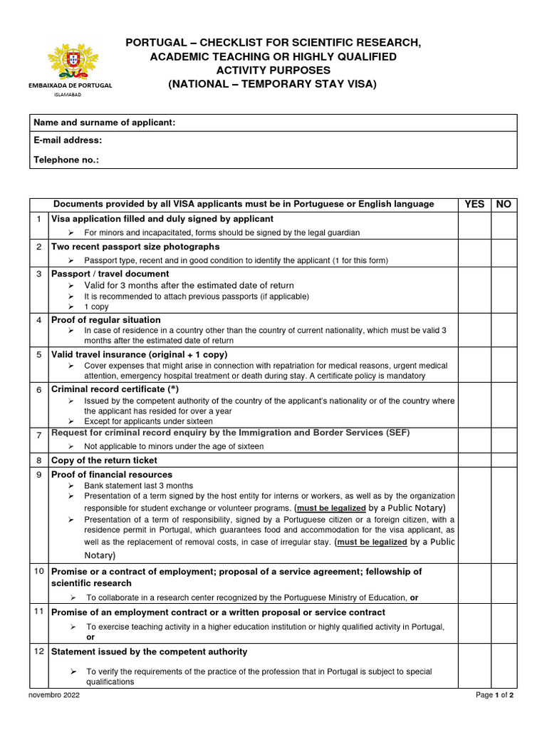 Checklist PT National Temporary Research High Qualified 102019 New ...