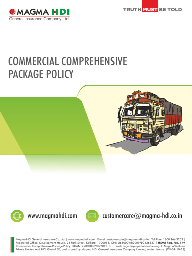 Policy Wordings - Commercial Vehicle Package | PDF | Insurance | Indemnity
