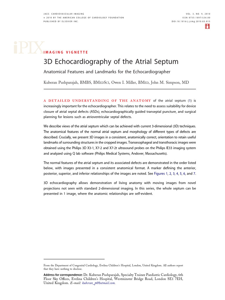 3D Echo Atrial Septum | PDF | Atrium (Heart) | Cardiology