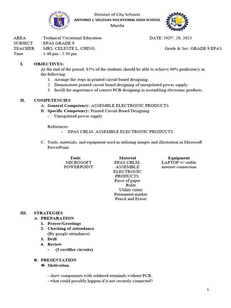 CHING Teaching Demo COT1 DESIGNING NOV 20 | PDF