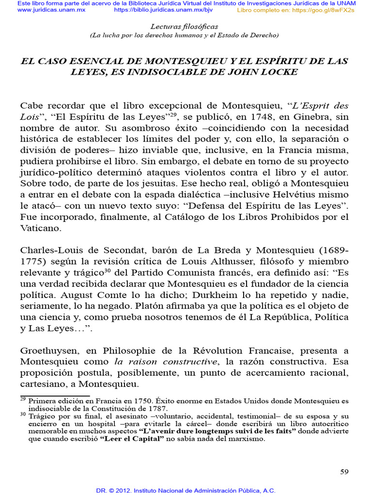 El Caso Esencial de Montesquieu Y El Espíritu de Las Leyes, Es ...