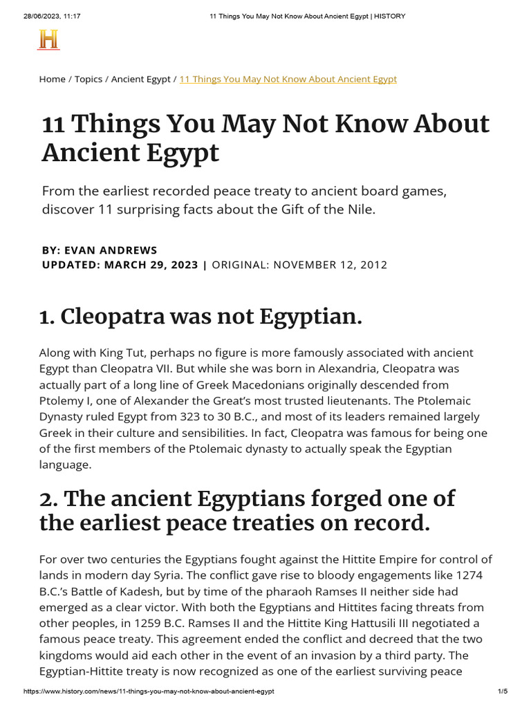 11 Things You May Not Know About Ancient Egypt - HISTORY | PDF ...