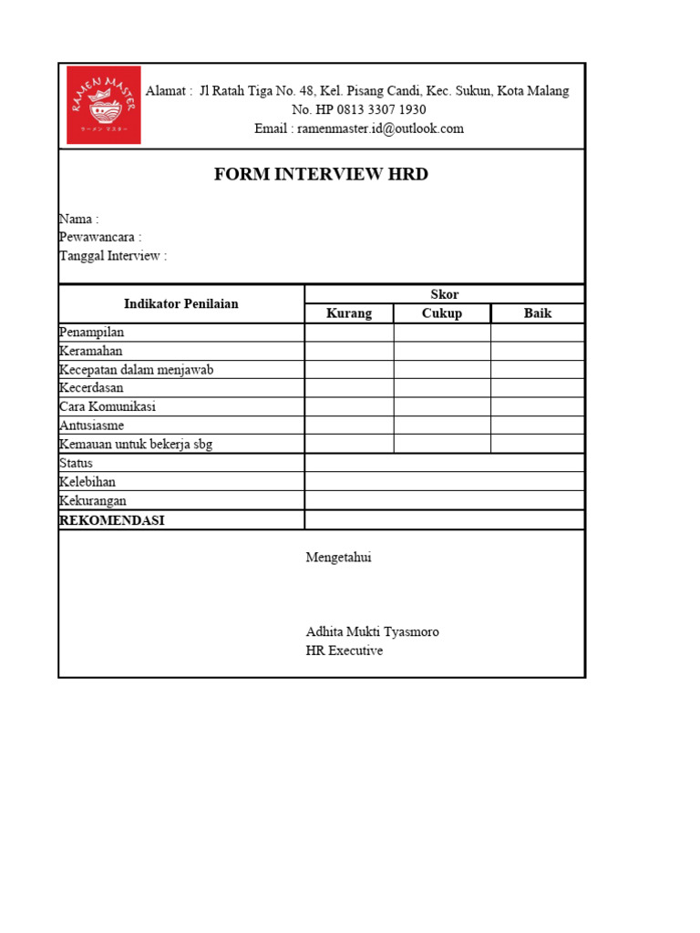 Form Interview HRD | PDF
