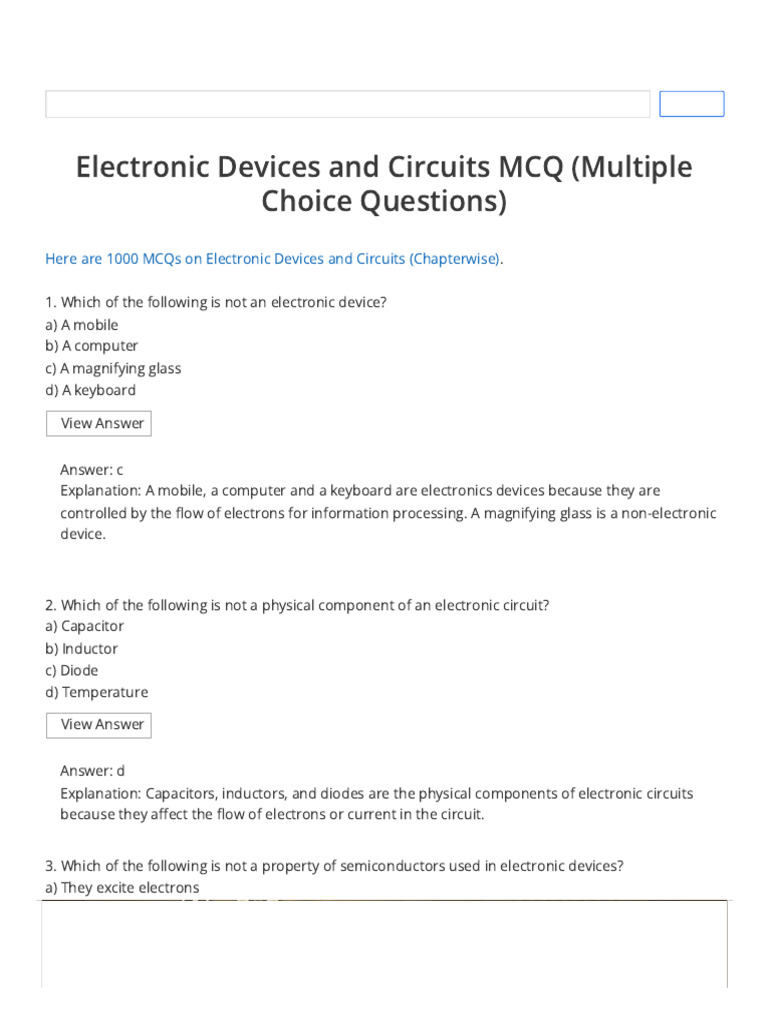 EDC - Sanfoundry 1 | PDF | Field Effect Transistor | P–N Junction