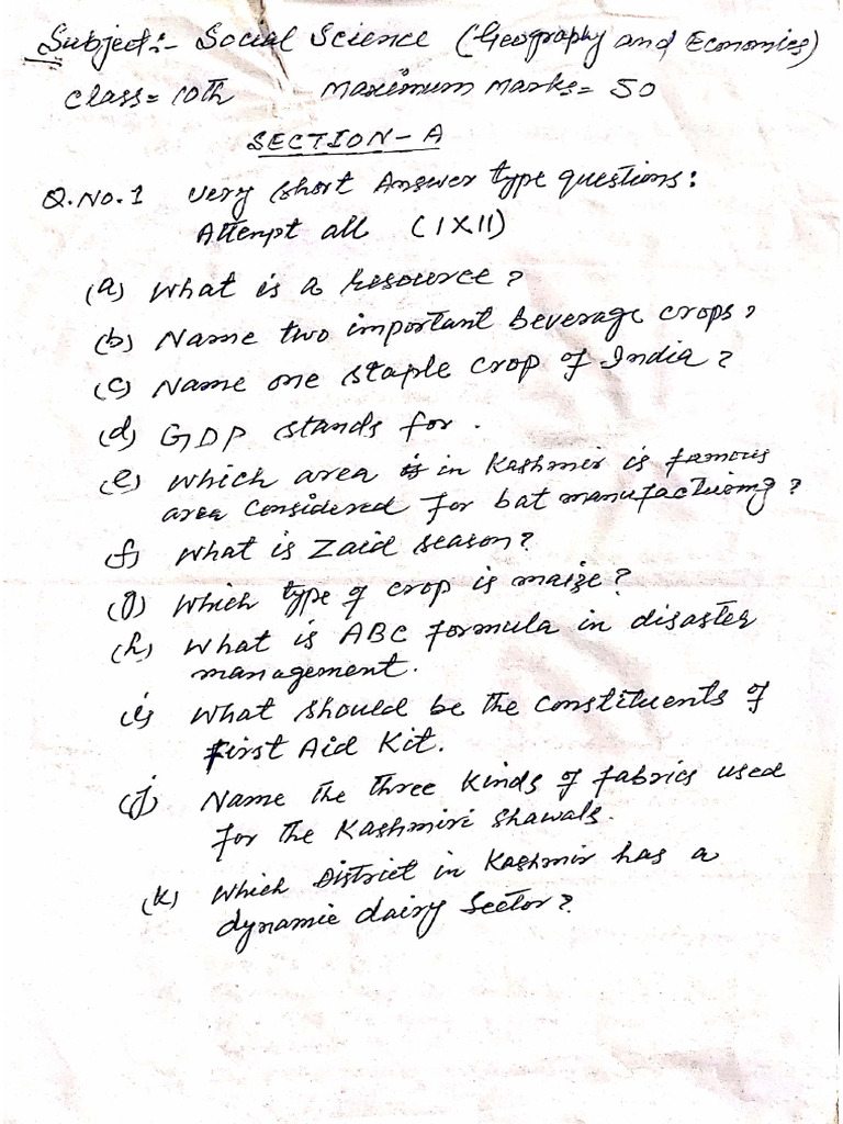 10th Question Paper | PDF