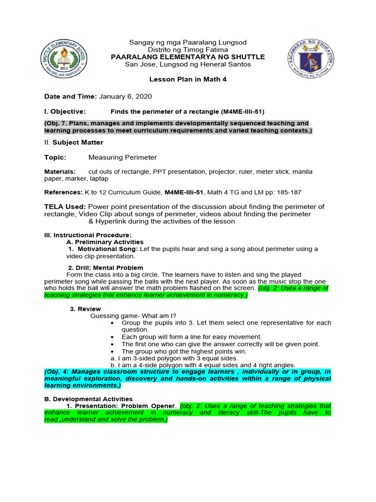 Cot 3 Math 4 | PDF | Learning | Pedagogy