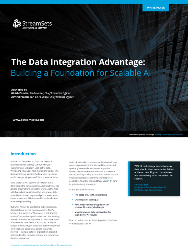 StreamSets Whitepaper Data Advantage AI | PDF | Artificial Intelligence ...