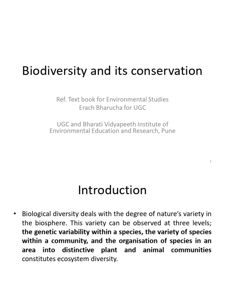 EVS - Biodiversity and Its Conservation Unit PPT Slides | PDF ...