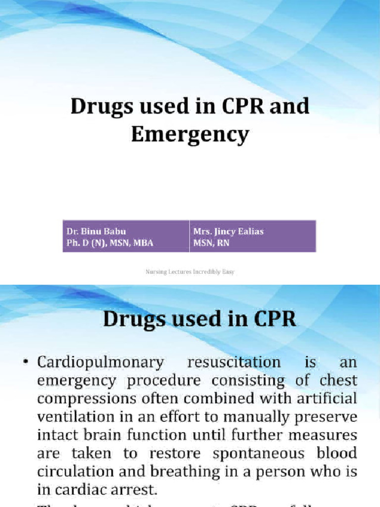 Drugs Used in CPR and Emergencyppsx | PDF
