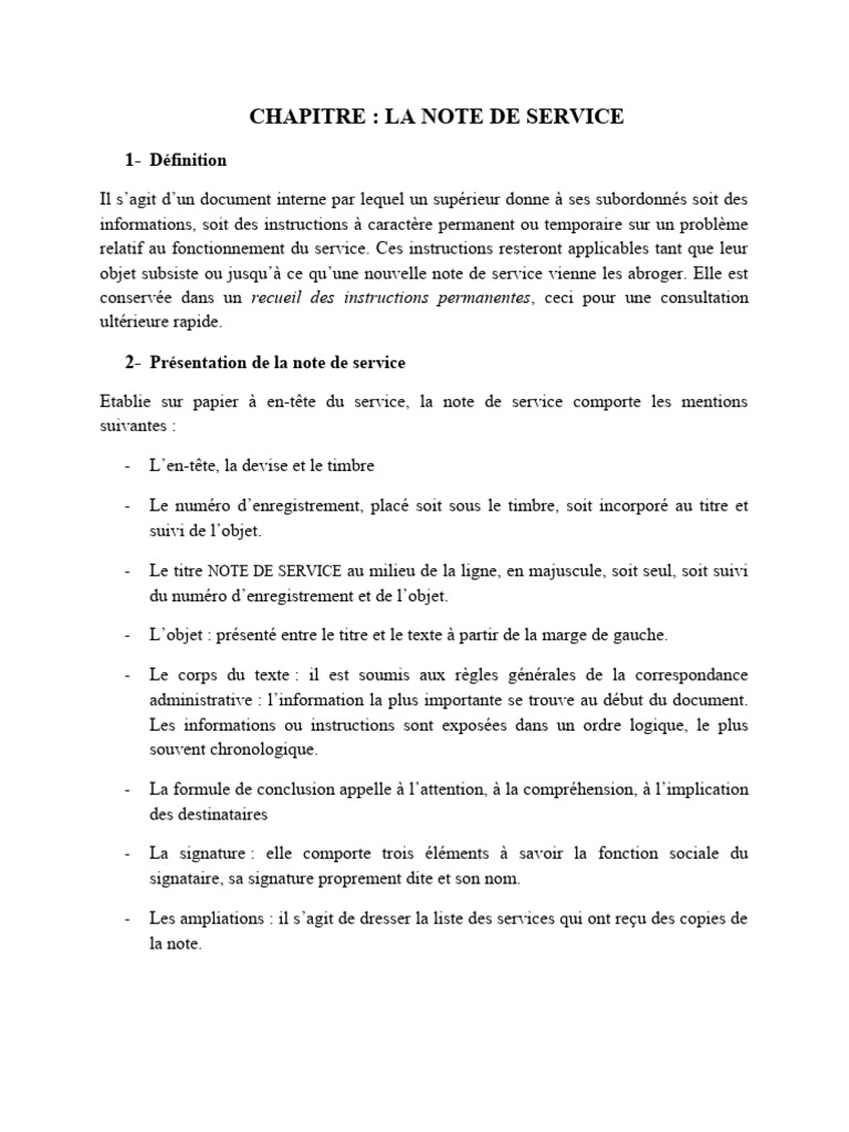 La Note de Service | PDF