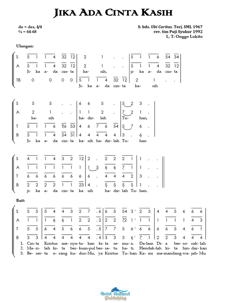 JIKA ADA CINTA KASIH - Onggo Lukito VERSI SEDERHANA | PDF