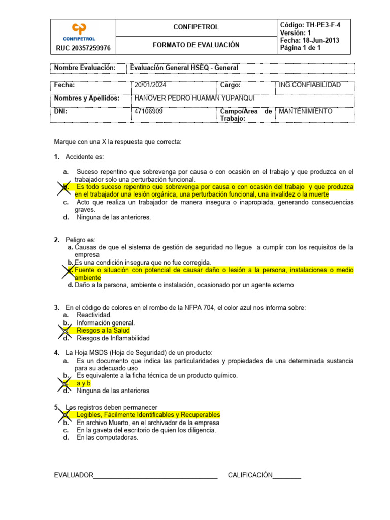 Prueba Hseq General Pdf