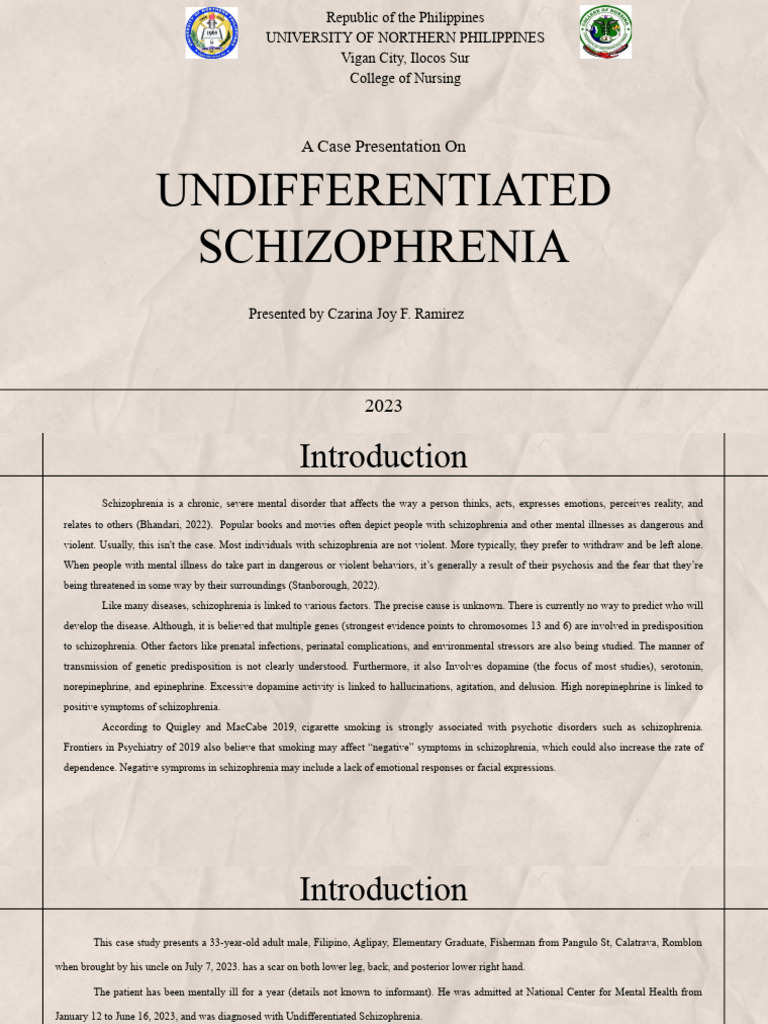 Ramirez - Undifferentiated Schizophrenia | PDF | Schizophrenia | Mental ...