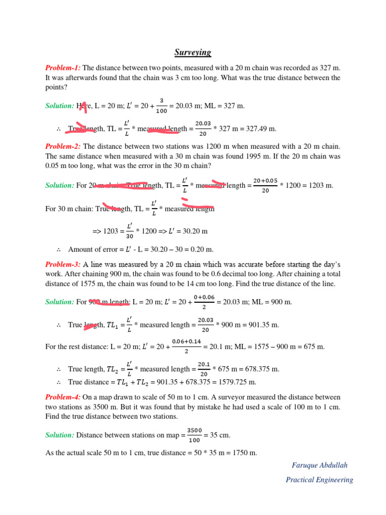 Surveying Problem Solution | PDF | Sea Level | Height