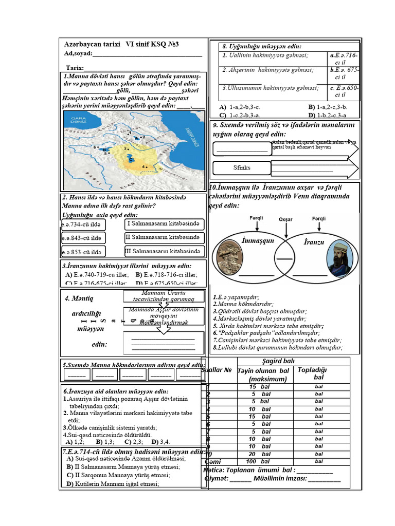 AzÉ Rbaycan Tarixi VI Sinif KSQ Â 3 | PDF