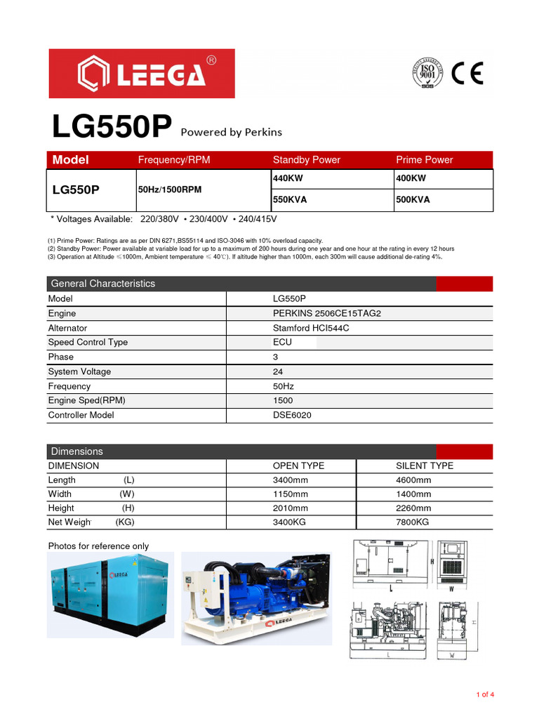 Genset 550 Kva Catalogue | PDF | Engines | Electric Generator