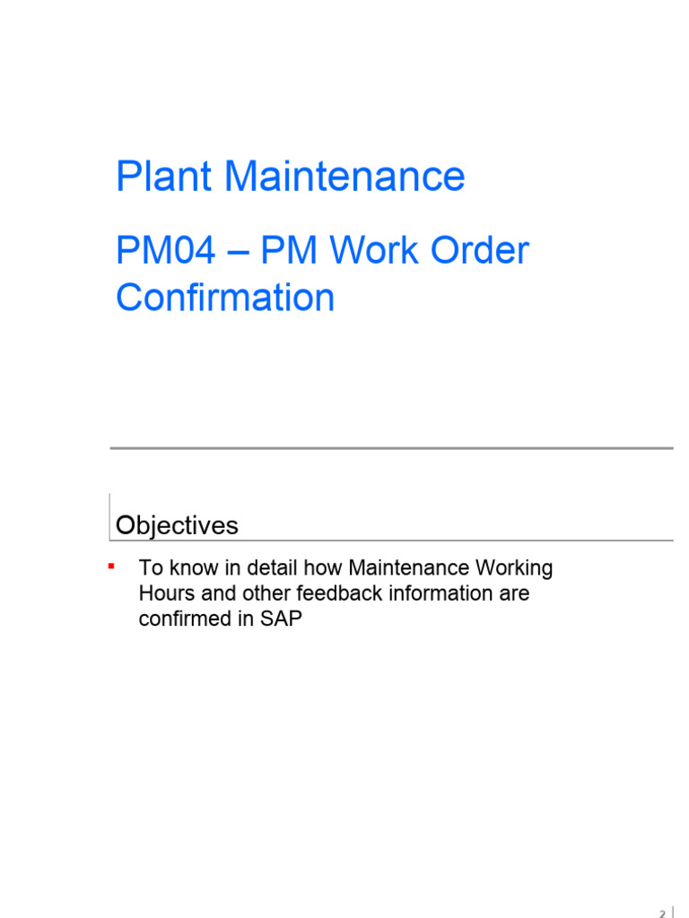 PM04 - PM Work Order Confirmation | PDF | Computing | Business