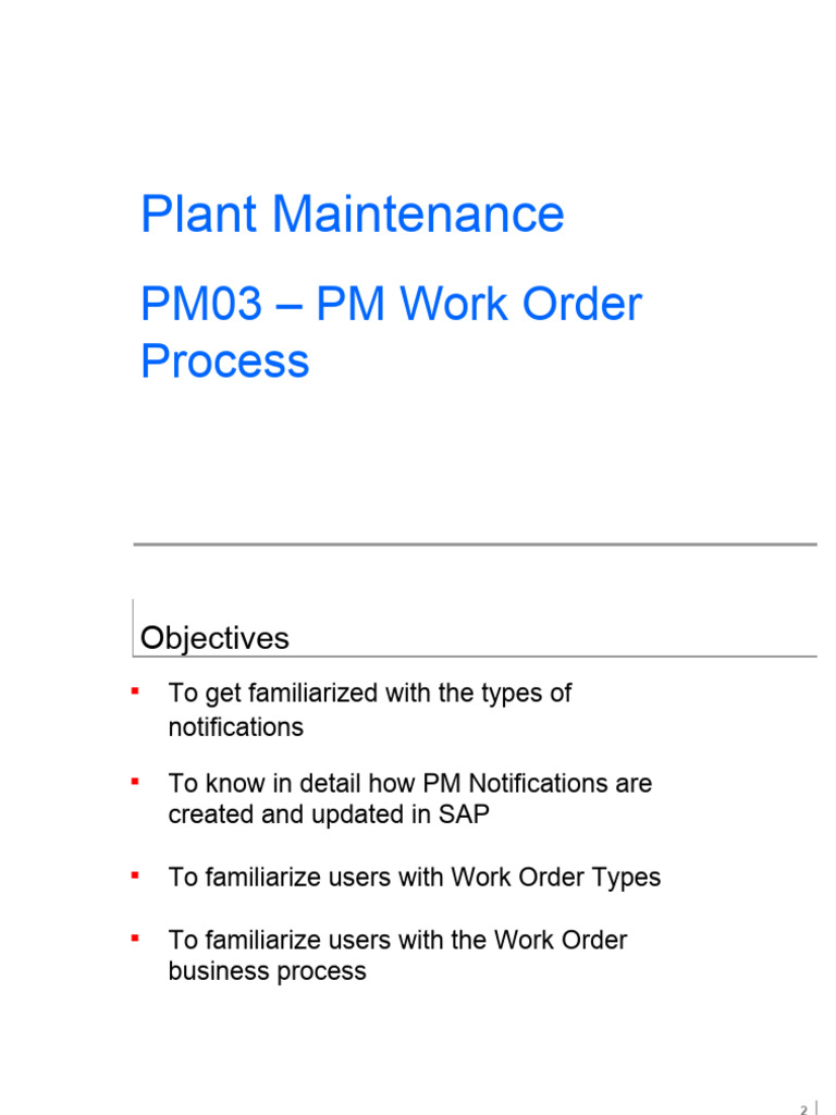 SAP PM03 Work Order Process Guide | PDF | Business | Computing