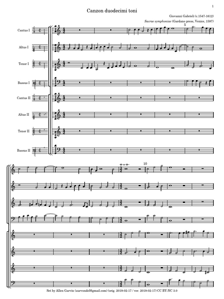 Canzon Duodecimi Toni de Giovanni Gabrieli | PDF