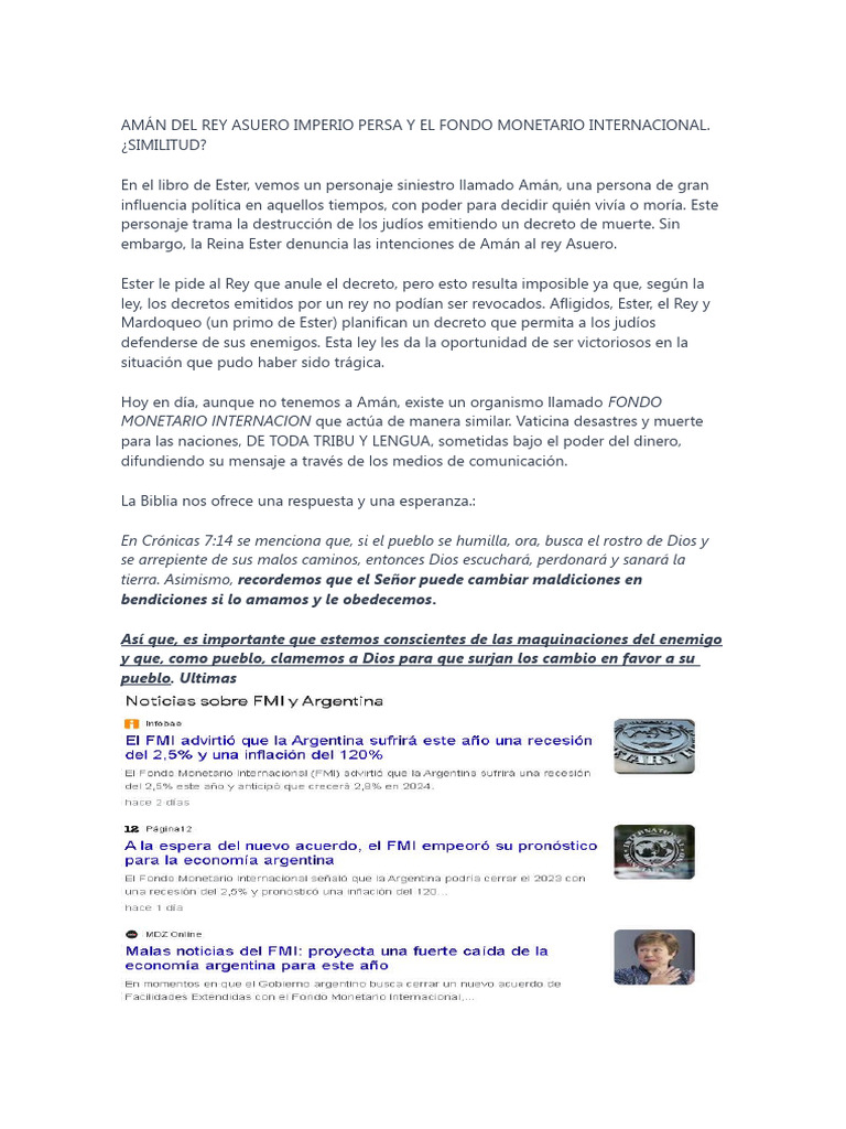 Amán Del Rey Asuero Imperio Persa y El Fondo Monetario Internacional ...