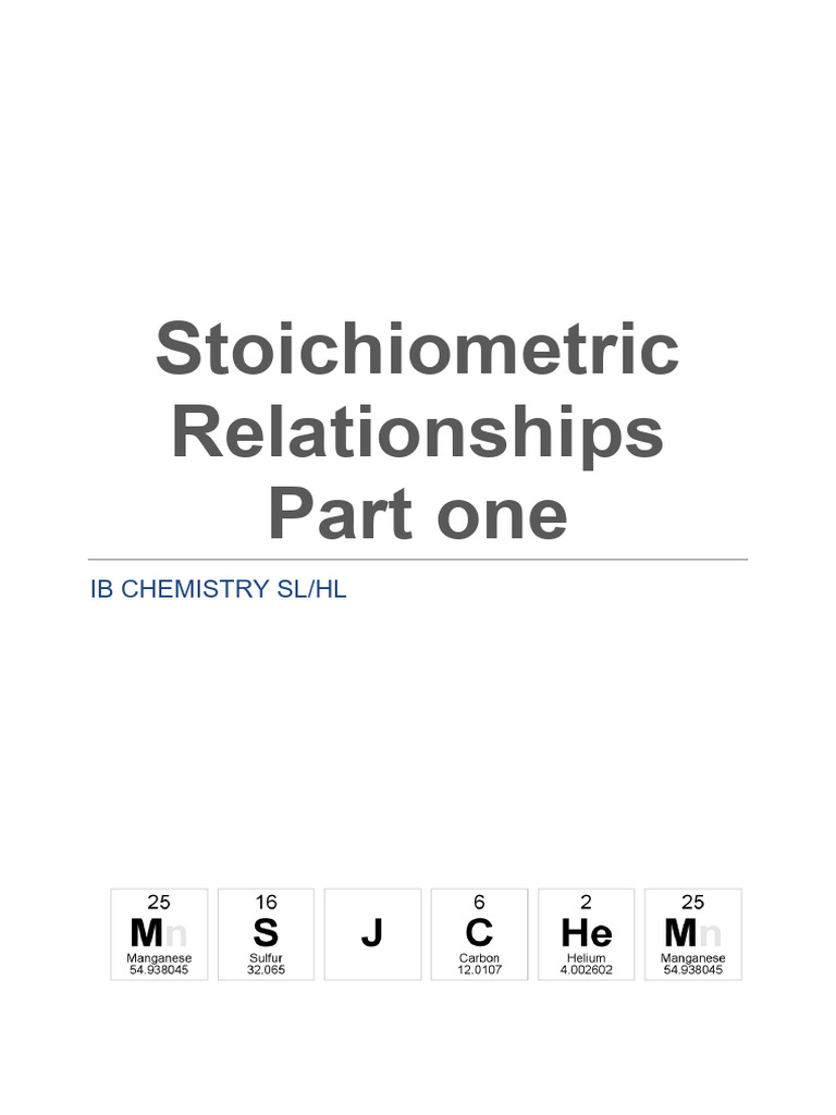 TOPIC 1 Stoichiometric Relationships Part 1 | PDF | Mixture | Chemical ...