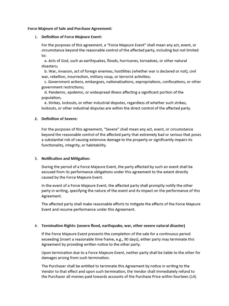 Force Majeure Clause | PDF
