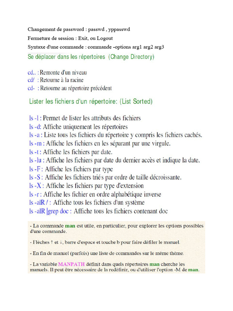 Commandes UNIX essentielles | PDF | Fichier informatique | Architecture (Informatique)