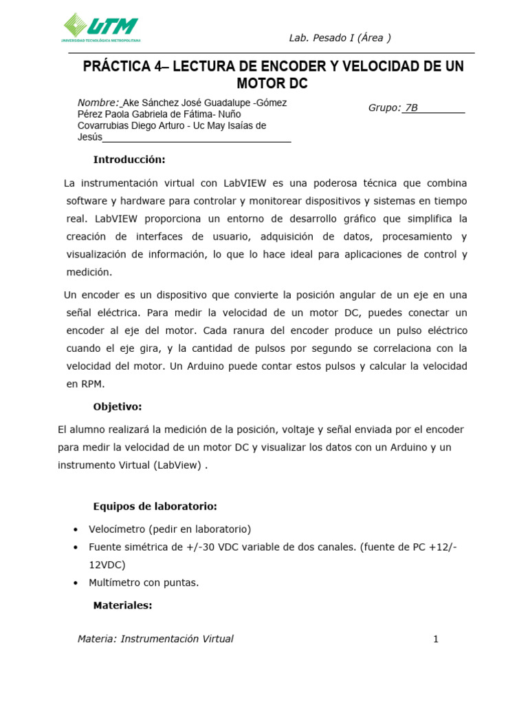 Medición de Velocidad con Encoder y LabVIEW | PDF | Electrónica ...