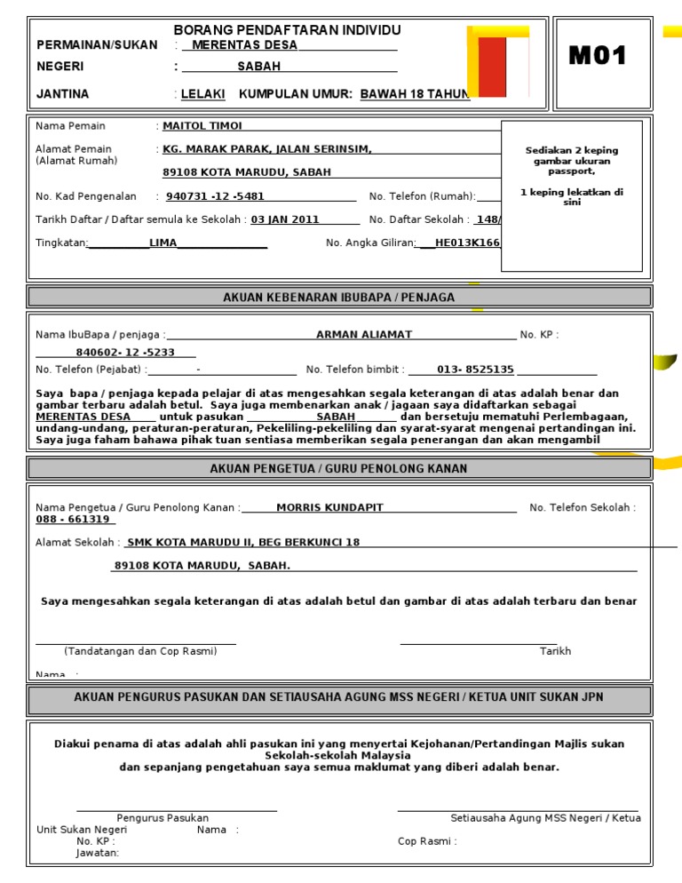 Borang M01 | PDF