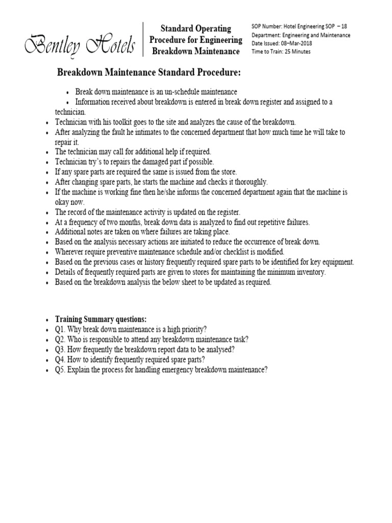 Breakdown Maintenance | PDF