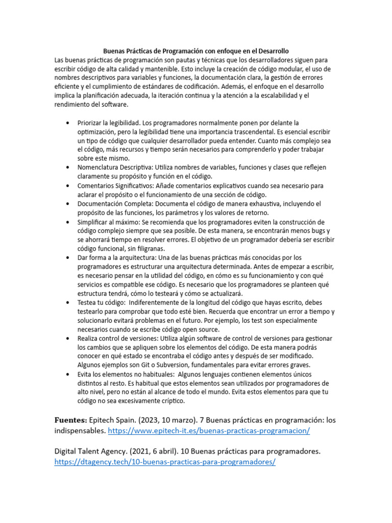 Buenas Prácticas de Programación | PDF | Lenguaje de programación ...